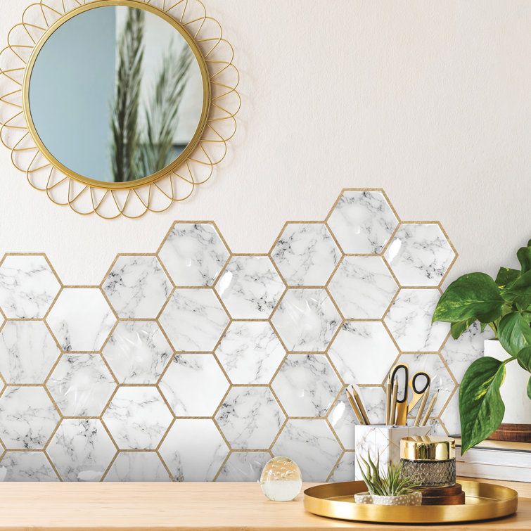 Room Mates 10.5 W x 10.5 L Vinyl Peel and Stick Mosaic Tile Reviews Wayfair